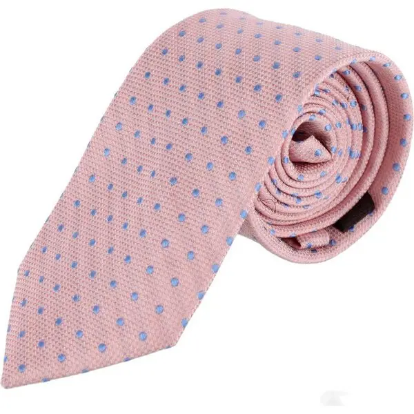 Trafalgar Ignacio Polka Dot Linen Blend Necktie - Coral