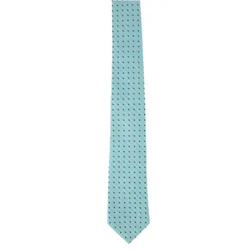 Trafalgar Ignacio Polka Dot Linen Blend Necktie - Light Blue