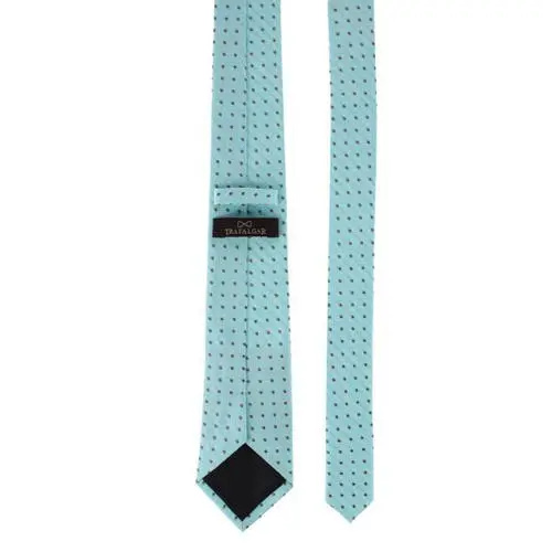 Trafalgar Ignacio Polka Dot Linen Blend Necktie - Light Blue