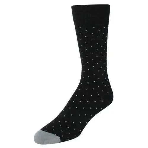 Trafalgar Pierre Polka Dot Mid-calf Pima Cotton Socks - Black With Grey Dots