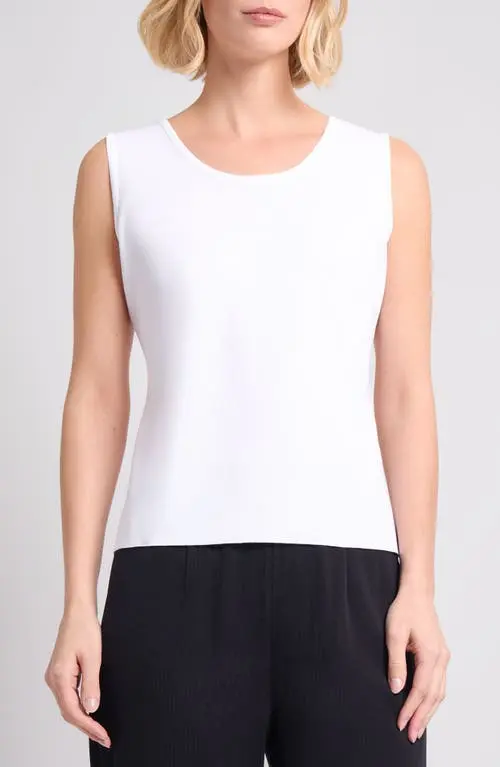 Misook Scoop Neck Tank - White