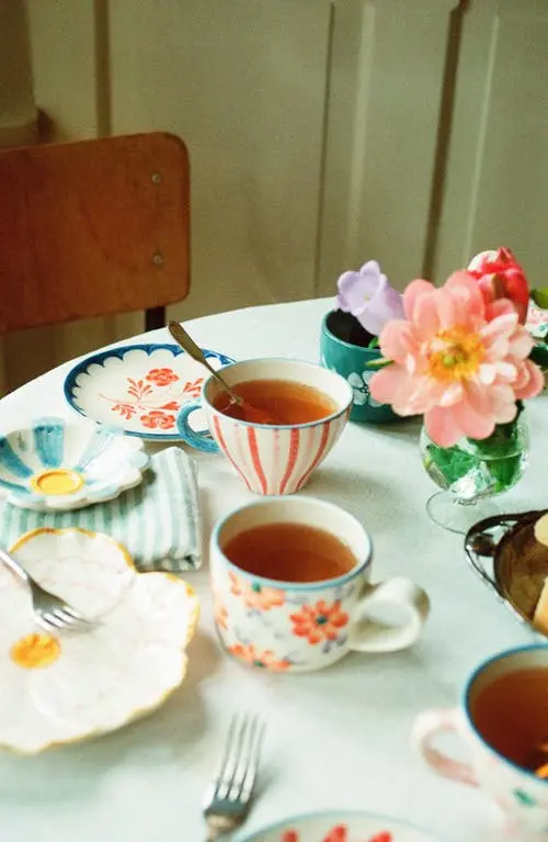 RICE BY RICE Set Of 6 Hand-painted Teacups