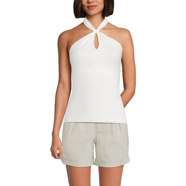 LANDS' END Slender Twist Front Halter Top - Ivory