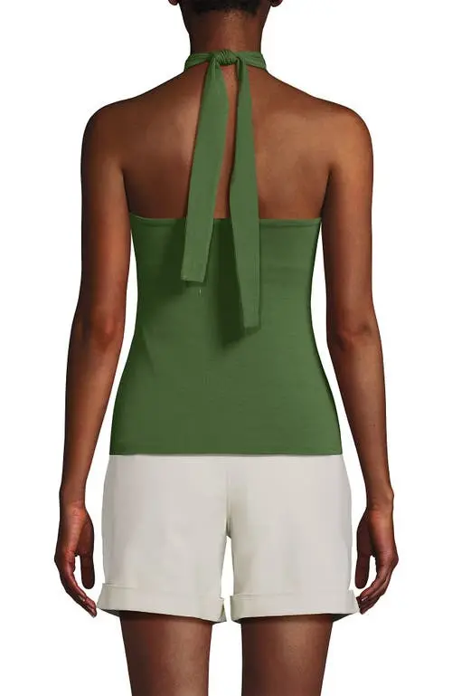 LANDS' END Slender Twist Front Halter Top - Valley Green