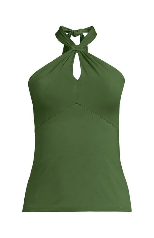 LANDS' END Slender Twist Front Halter Top - Valley Green