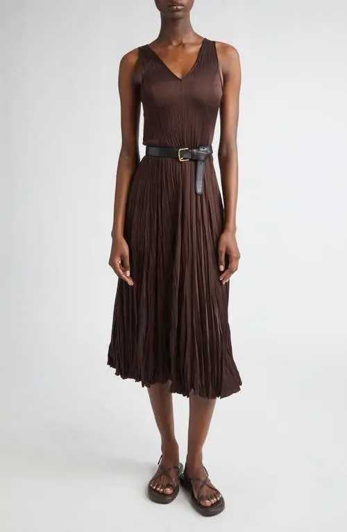 Michael Kors Crushed Charmeuse Midi Dress - Chocolate