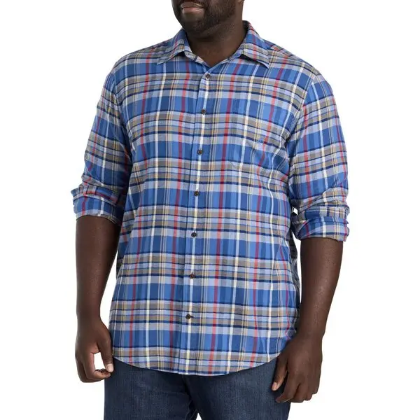 NAUTICA Big & Tall Plaid Sport Shirt - Delft