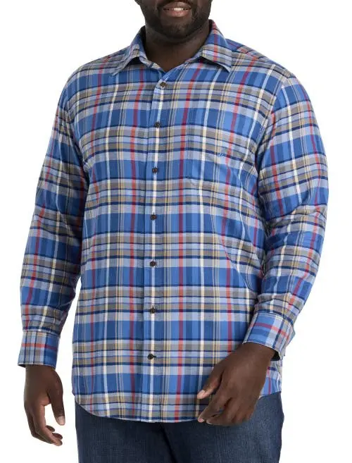 NAUTICA Big & Tall Plaid Sport Shirt - Delft