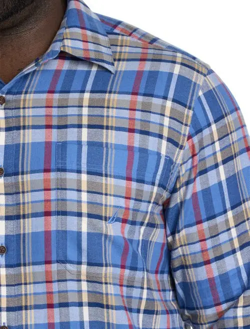 NAUTICA Big & Tall Plaid Sport Shirt - Delft