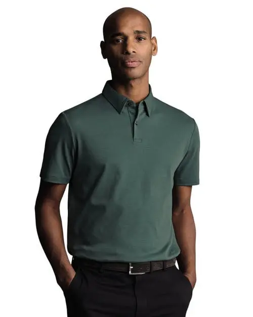CHARLES TYRWHITT Smart Jersey Polo - Atlantic Green