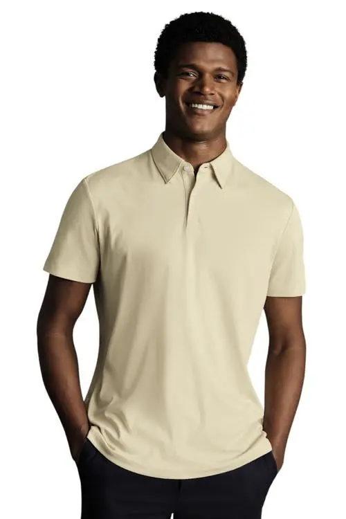 CHARLES TYRWHITT Smart Jersey Polo - Light Tan