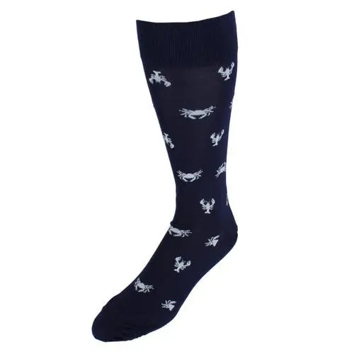Trafalgar Crab And Lobster Mid-calf Dress Socks - Navy Blue