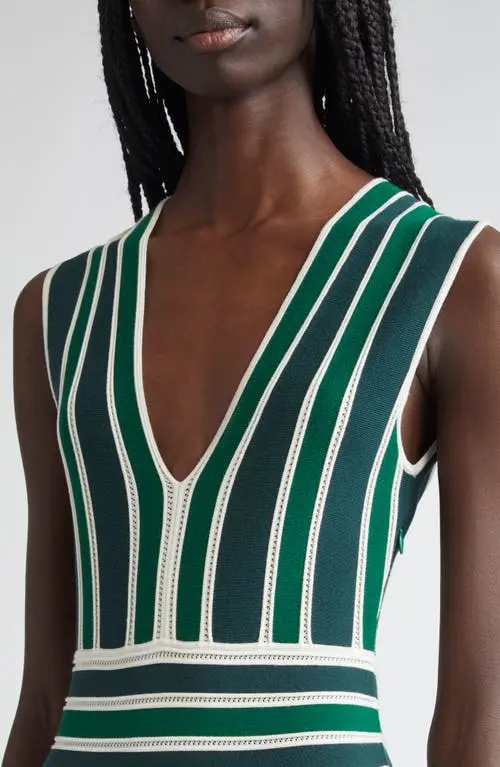 Max Mara Tallone Stripe Sleeveless Maxi Sweater Dress - Green