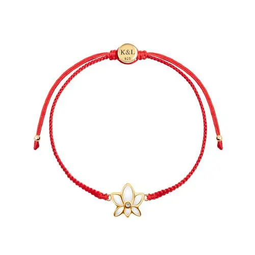 KARMA AND LUCK Red String Lotus Charm Bracelet - Red/white