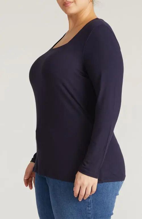 Universal Standard Square Neck Jersey Top - Midnight Blue