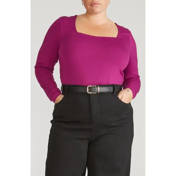 Universal Standard Square Neck Jersey Top - Rothko Purple