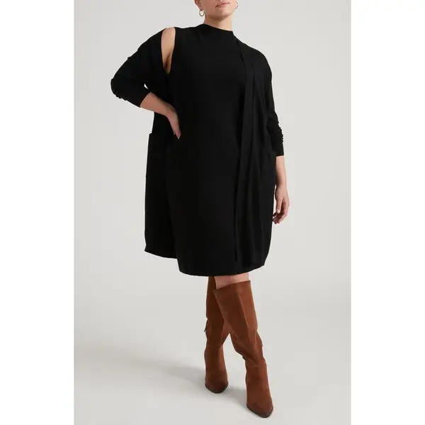 Universal Standard Long Open Front Cardigan - Black