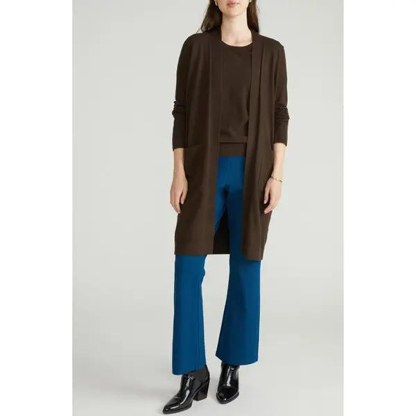 Universal Standard Long Open Front Cardigan - Chocolate