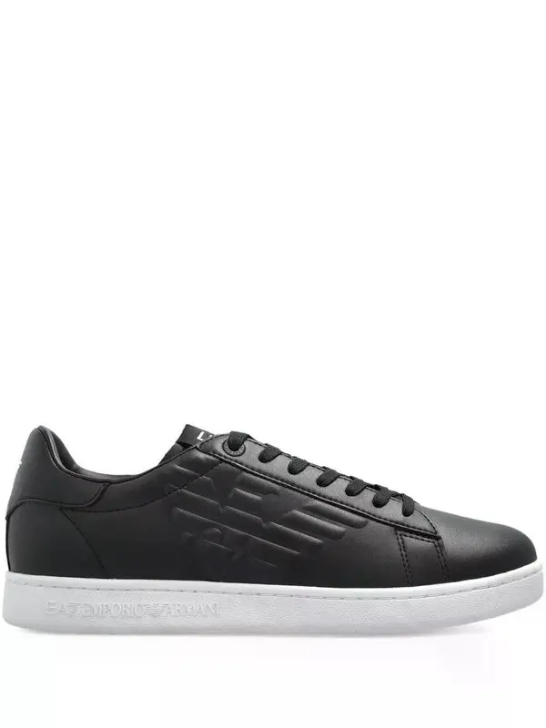 EA7 Logo-embellished Leather Sneakers - Black