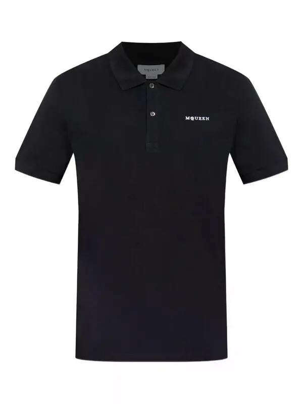 Alexander McQueen Logo-embroidered Cotton Polo Shirt - Black