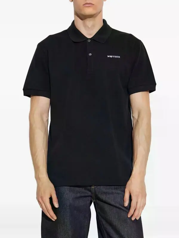 Alexander McQueen Logo-embroidered Cotton Polo Shirt - Black