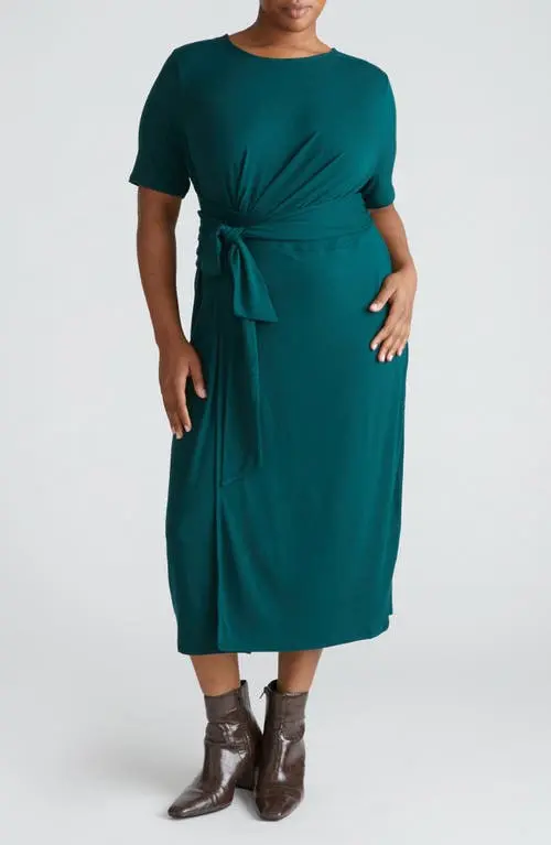 Universal Standard Delilah Tie Waist Midi Dress - Forest Green