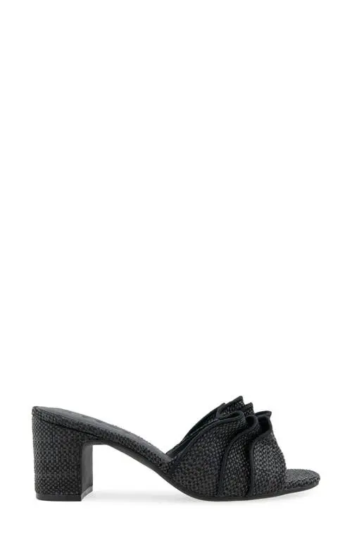 Aerosoles Gabrielle Ruffle Slide Sandal - Black Raffia