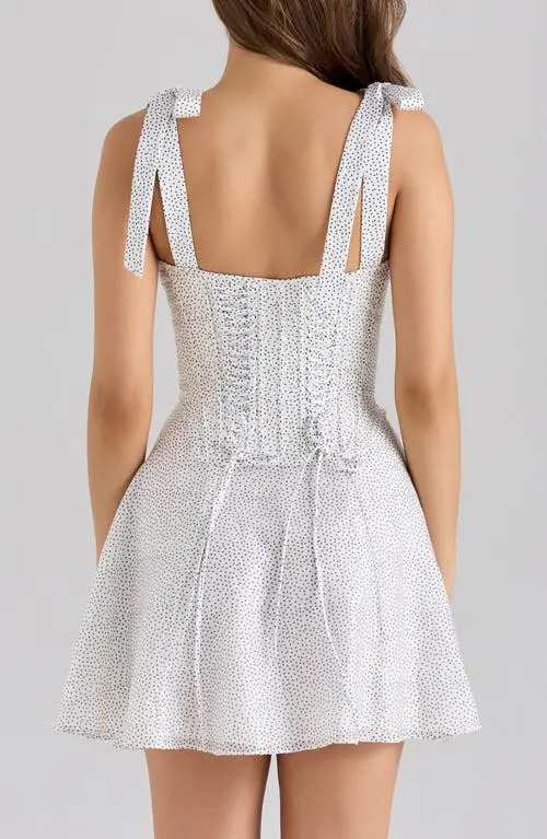House Of Cb Ariella Corset Tie-strap Mini Dress - Micro Spot