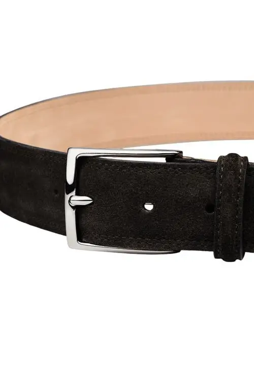 CHARLES TYRWHITT Suede Leather Belt - Dark Chocolate