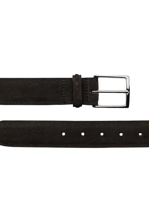 CHARLES TYRWHITT Suede Leather Belt - Dark Chocolate