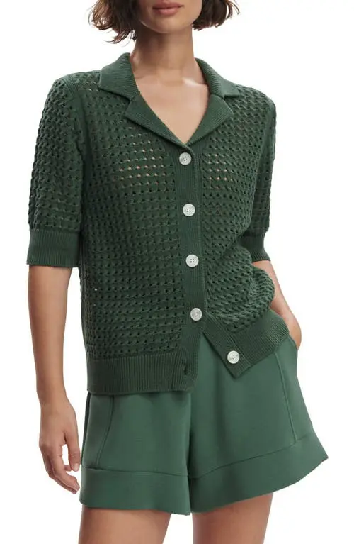 Varley Ellie Open Cable Knit Camp Shirt