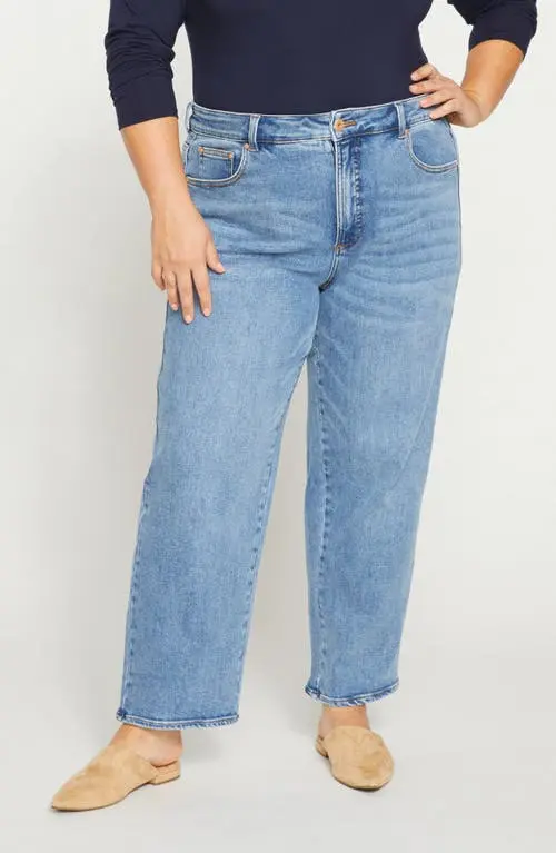 Universal Standard Etta High-waist Straight-leg Ankle Jeans - Distressed Washed Indigo Blue