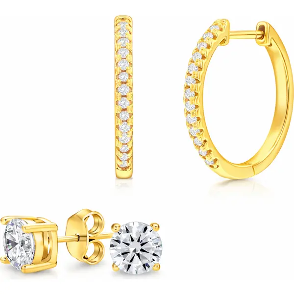 DONATELLO GIAN Crystal Hoop And Stud Earring Set - Gold