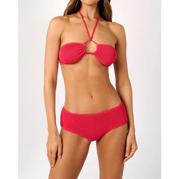 WeWoreWhat Cross Front Bandeau Bikini Top - Hot Pink