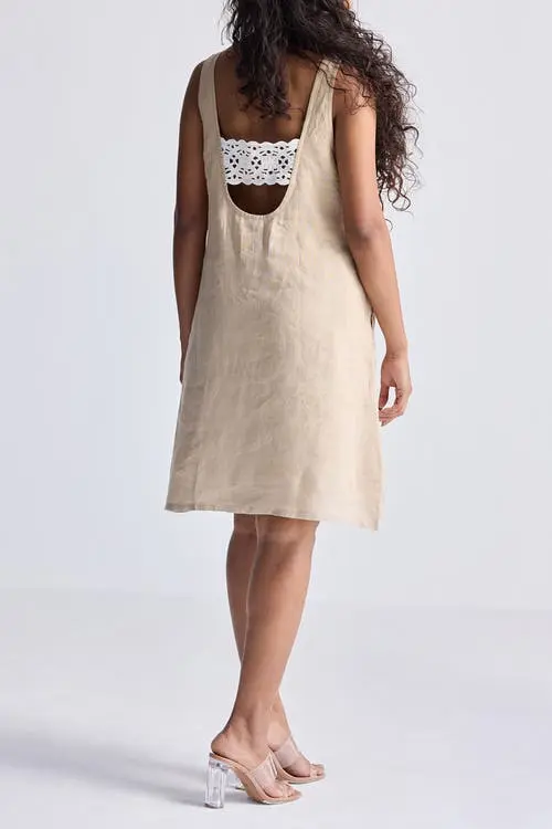 REISTOR Hemp Short Dress With Embroidered Back Detail