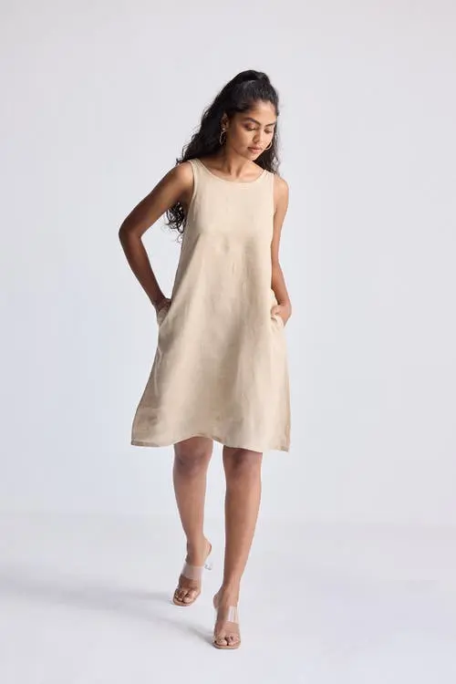 REISTOR Hemp Short Dress With Embroidered Back Detail