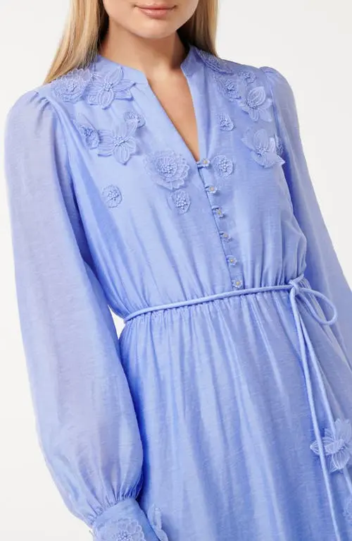 EVER NEW Yasmin Floral Appliqué Long Sleeve Midi Dress