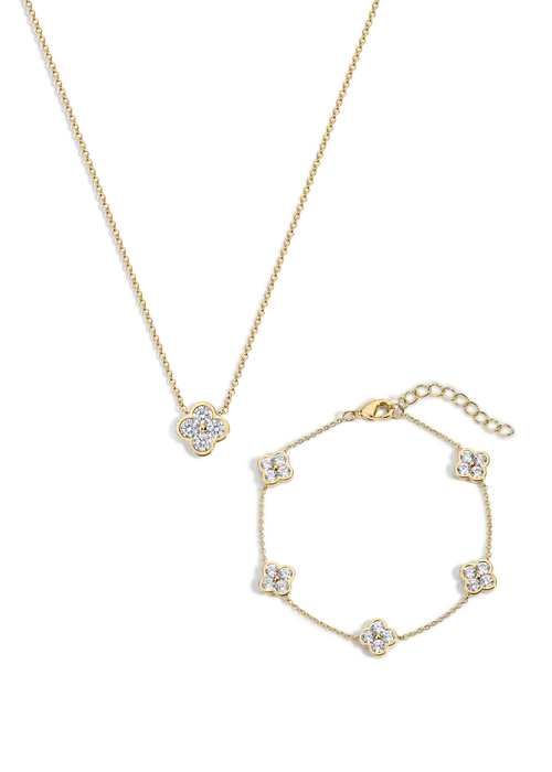 ELECTRIC PICKS Camilla Clover Necklace And Bracelet Set - Gold