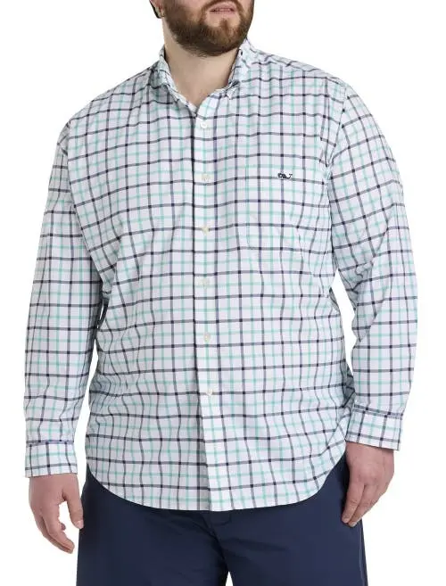 Vineyard Vines Big & Tall On-the-go Check Sport Shirt - Lagoon Tide