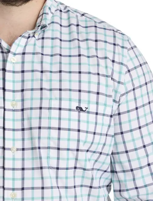 Vineyard Vines Big & Tall On-the-go Check Sport Shirt - Lagoon Tide