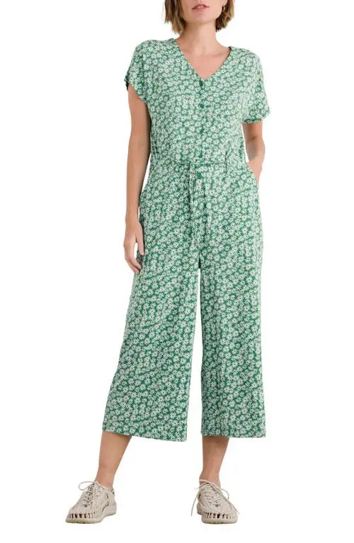 SEASALT CORNWALL Rose Trellis Crop Wide Leg Jumpsuit - Screenprint Daisy Island