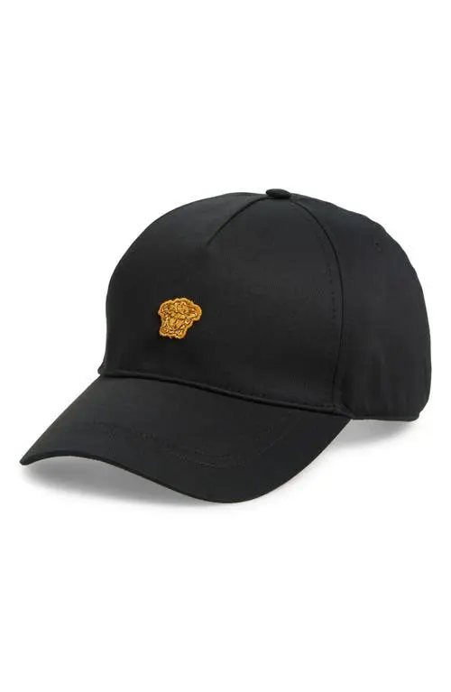 Versace Medusa Embroidered Cotton Drill Baseball Cap - Black Gold