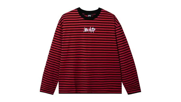 REVENGE Xxxtentacion Bad Striped Long Sleeve Tee Shirt - Red/black