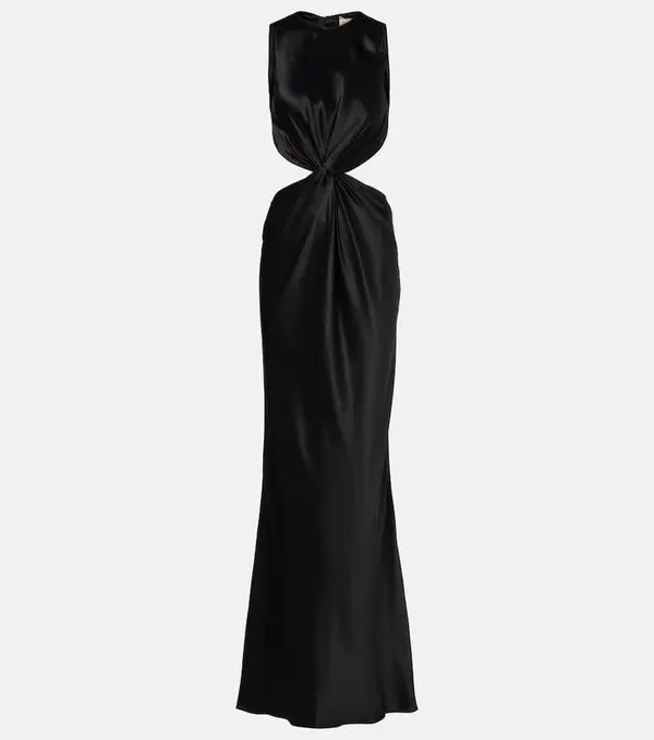 Saint Laurent Cutout Gathered Silk Gown
