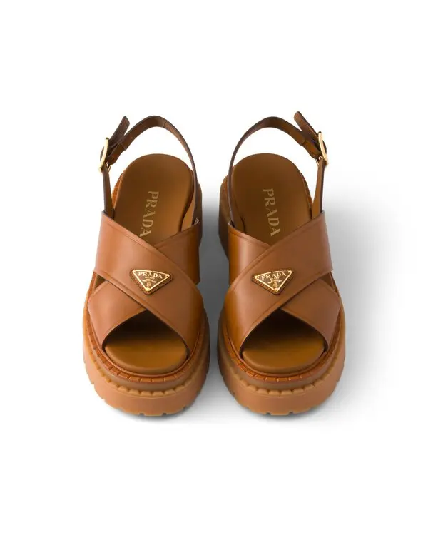 Prada Leather Sandals - Brown