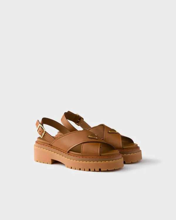 Prada Leather Sandals - Light Tan