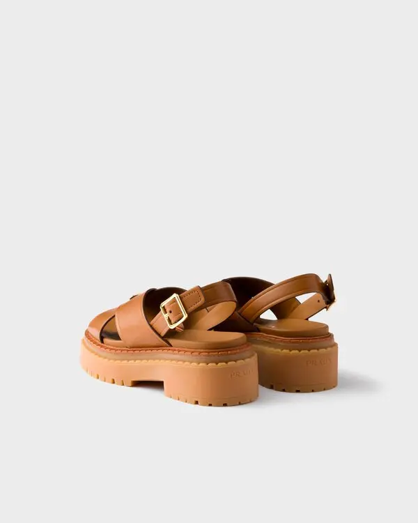 Prada Leather Sandals - Light Tan
