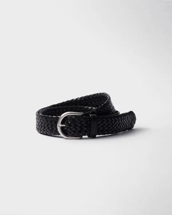 Prada Braided Leather Belt - Black
