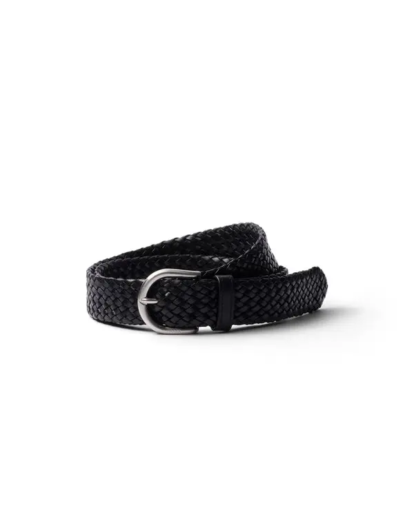 Prada Braided Leather Belt - Black