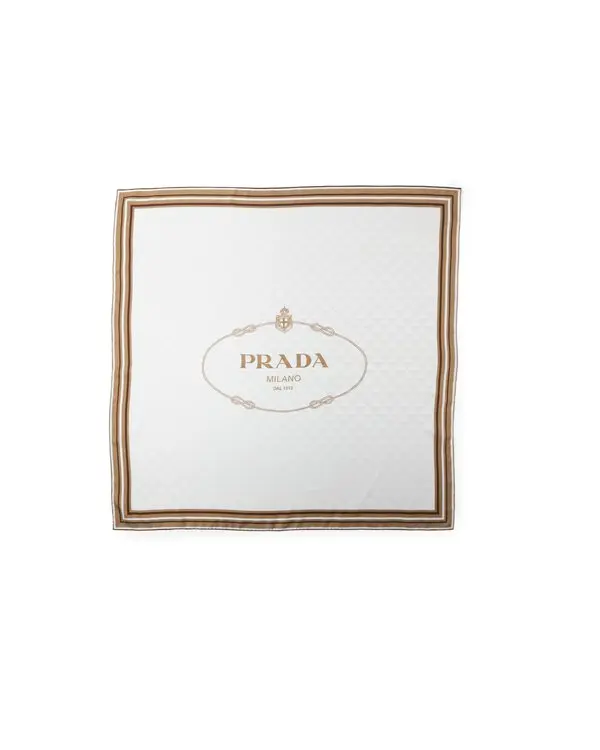 Prada Printed Silk Twill Jacquard Scarf 90